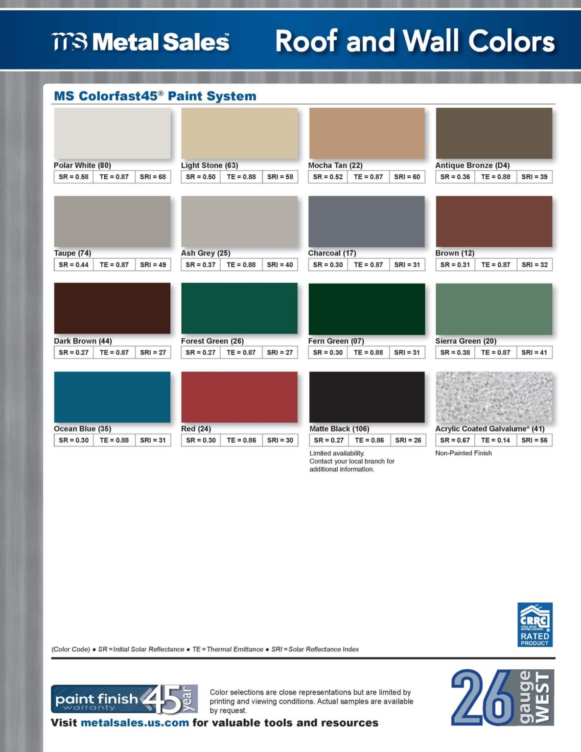 Metal Color Charts - Reibus Logistics